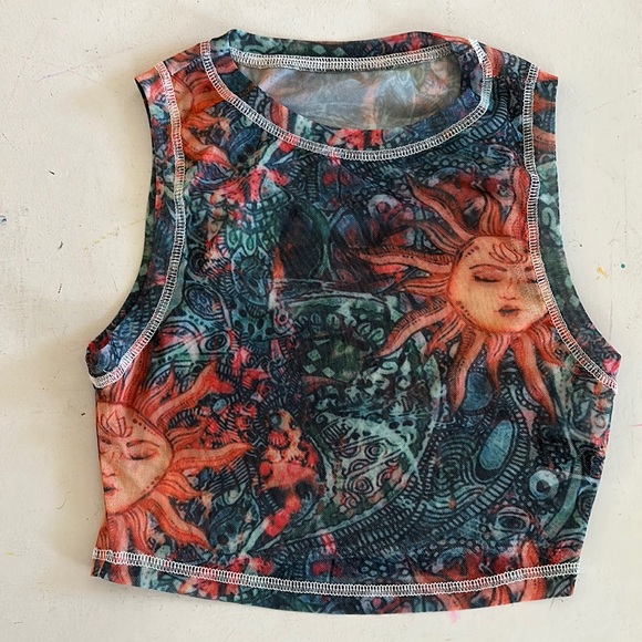SHEIN | Tops | Sun Galaxy Rave Sheer Crop Top | Poshmark